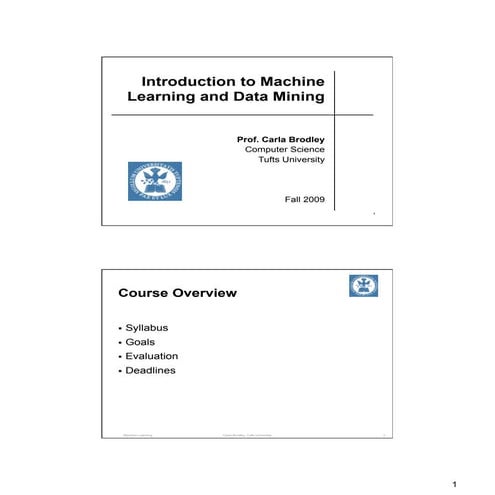 Introduction to Machine Learning and Data Mining | PDF