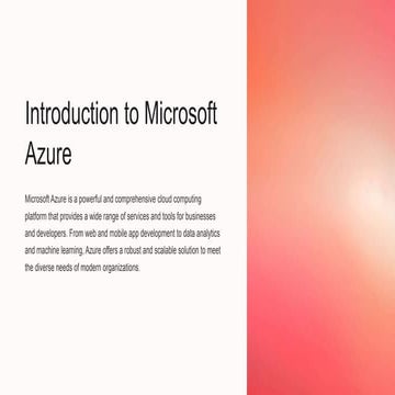 Introduction To Microsoft Azurepp To Learntx Ppt
