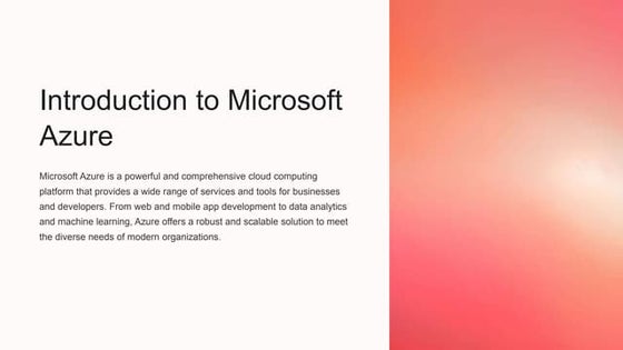 Introduction to Microsoft Azure Cloud | PPT