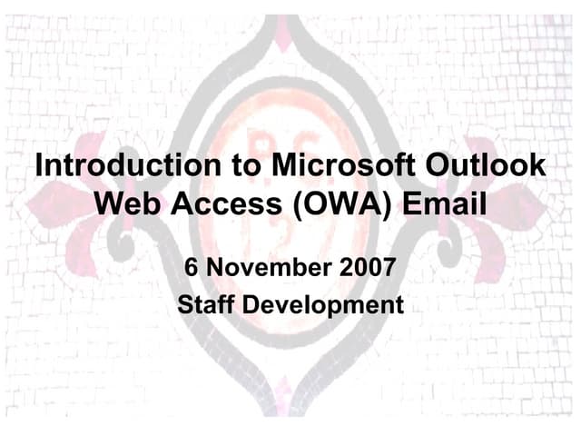 Introduction To Microsoft Outlook Web Access Owa Ppt