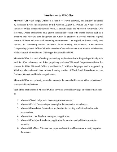 The History of Microsoft Office | PPTX | Operating Systems | Computer ...