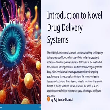 Introduction to Novel Drug Delivery Systems on Slideshare by Raj Kumar Mandal | PDF