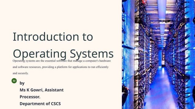 Introduction To Operating Systemspptx Operating Systems Computer