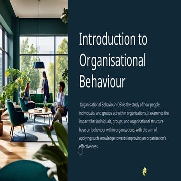 Introduction to Organisational Behaviour | PPTX