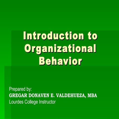 Introduction to Organizational Behavior | PPT