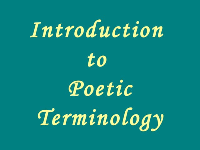 Introduction to poetry | PPTX