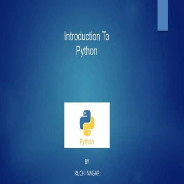 Introduction to python for Beginners | PPT