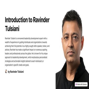 Ravinder Tulsiani - An Introduction to Ravinder Tulsiani | PDF