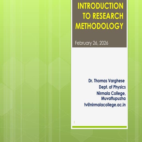 Introduction to Research Methodology.... | PPT