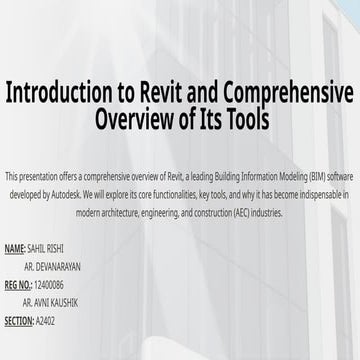 Comprehensive Introduction to Revit BIM Software and Its Tools for AEC ...