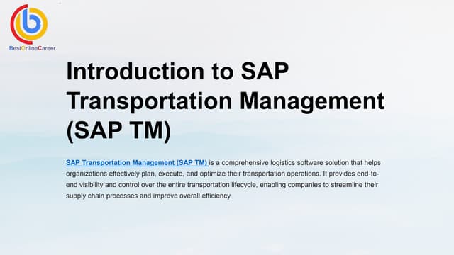 SAP TM ( Sap Transportation Management ) in S4 HANA | PDF