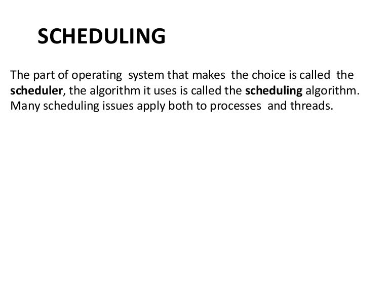 Introduction to Scheduling