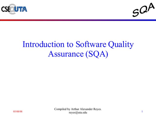 Introduction To Software Quality Assurance Ppt