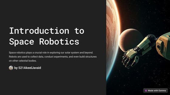 Space Robotics | PPTX | Space and Astronomy | Science