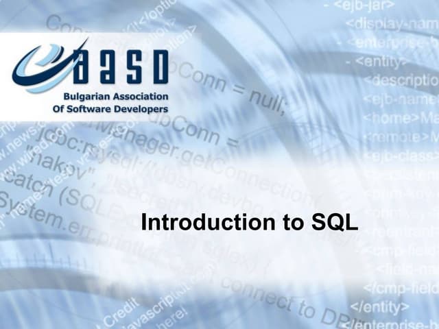 Structured Query Language Sql Lecture 5 Introduction To Databas