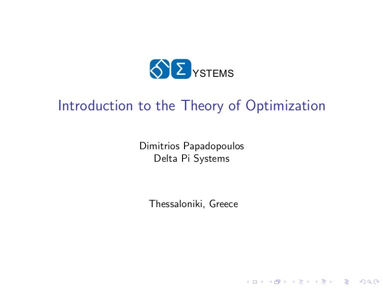 Introduction to the theory of optimization