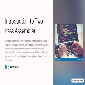Introduction To Two Pass Assembler Program Pdf 