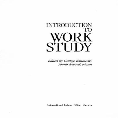 ILO - Introduction-to-work-study and work measurement | PDF