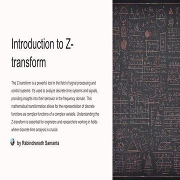 Introduction to Z-transform, Methodology and application | PPT