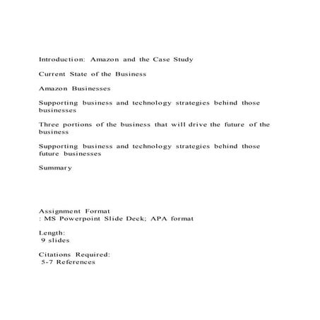 Introduction amazon and the case study current state of th | DOCX