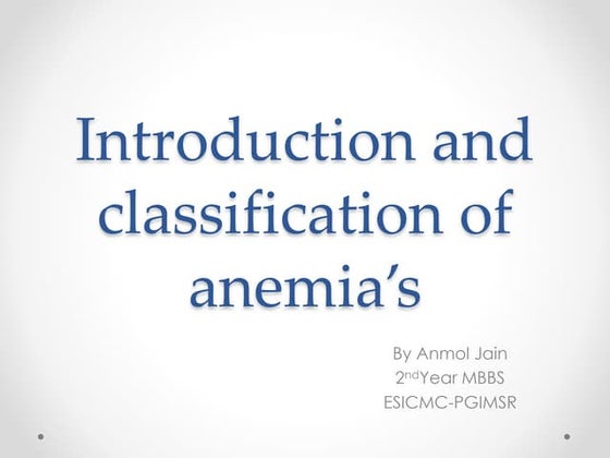 Classification of anemia | PPT | Blood Disorders | Diseases and Conditions