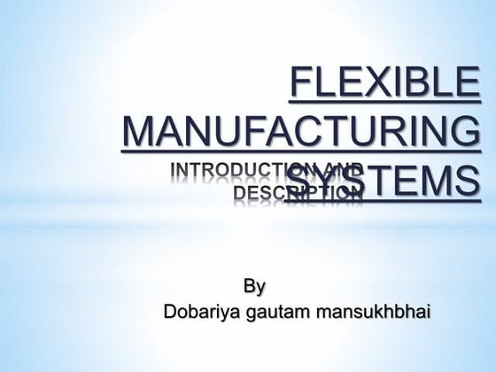 Layout of FMS | PPT | Robotics | Technology & Computing