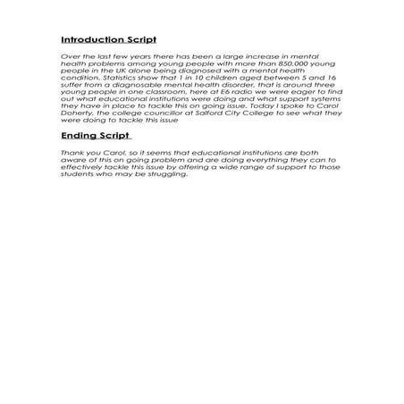 Introduction and ending script | DOC | Mental Health | Diseases and ...