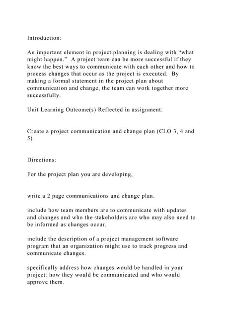 Effective communication is the bedrock of an successful project. Wit.docx