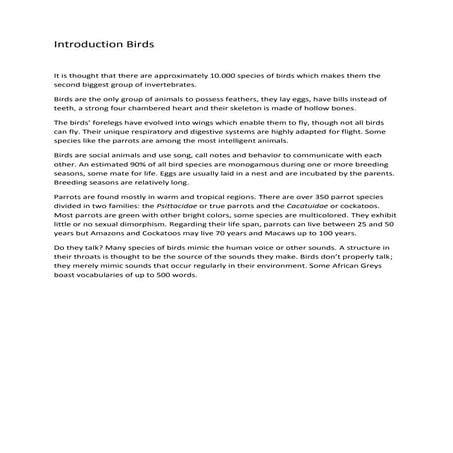 Introduction birds | PDF