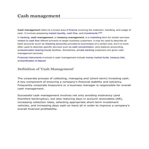 ppt management.pptx cash management presentation | PPTX