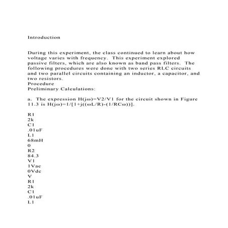 Introduction During this experiment, the class continued t.docx