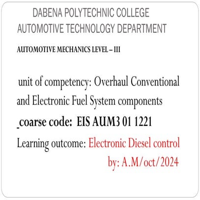 The introduction of EFI technology in diesel engines has revolutionized ...