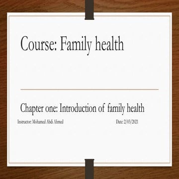 Introduction family health | PPT