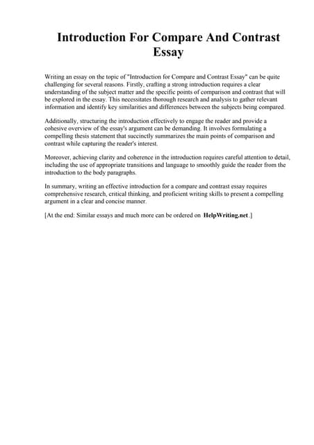Comparison And Contrast Essay Introduction Examples.pdf