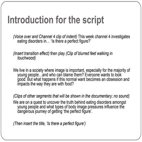 Introduction for the script | PPTX | Screenwriting | Content Production