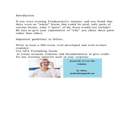 IntroductionIf you were creating Frankensteins monster and you | DOCX