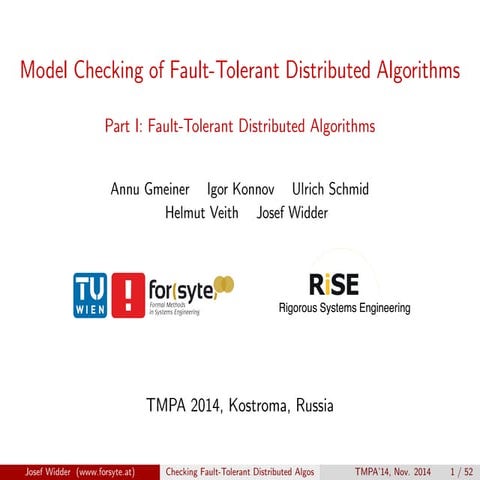 Introduction Into Fault Tolerant Distributed Algorithms And Their Modeling Part1 Ppt