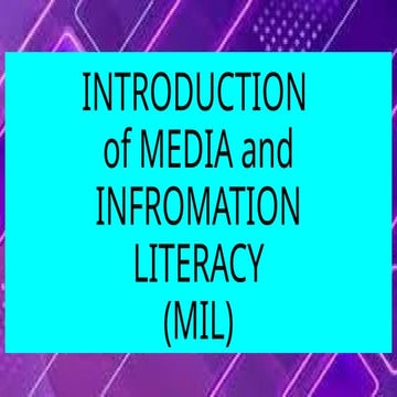 INTRODUCTION MEDIA AND INFORMATION LITERACY | PPTX