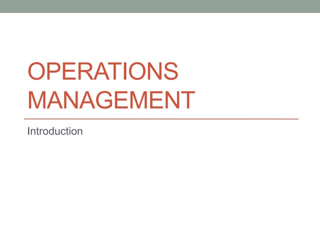 Operation management intro | PPT