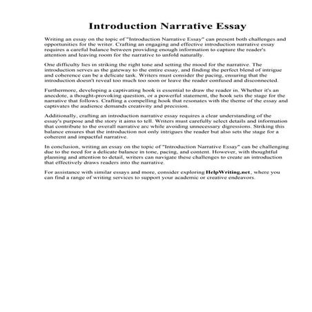 Introduction Narrative Essay. (PDF) Narrative: An Introduction | PDF