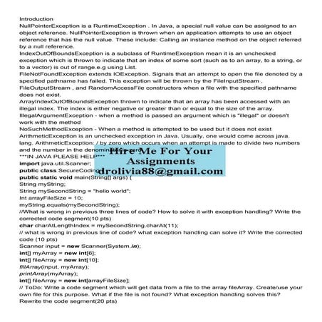 Introduction Nullpointerexception Is A Runtimeexception Inpdf 5509