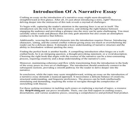 Introduction Of A Narrative Essay | PDF