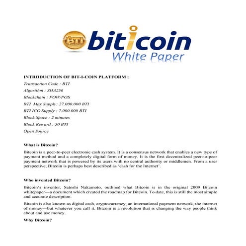 Introduction of biticoin whitepaper | PDF | Stocks and Bonds | Personal ...