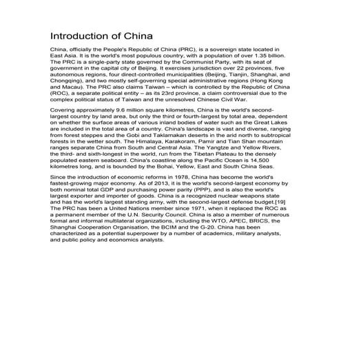 Introduction of china | PDF