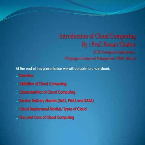 Introduction Of Cloud By Pawan Thakur Pdf Cloud Computing Internet