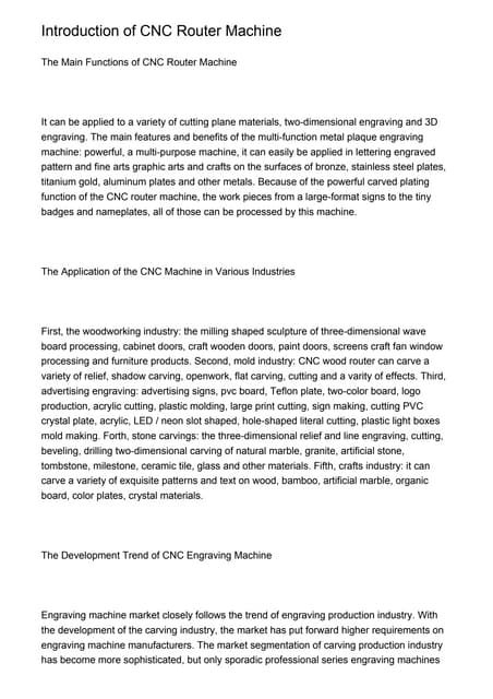 Wood CNC Router Machine | PDF