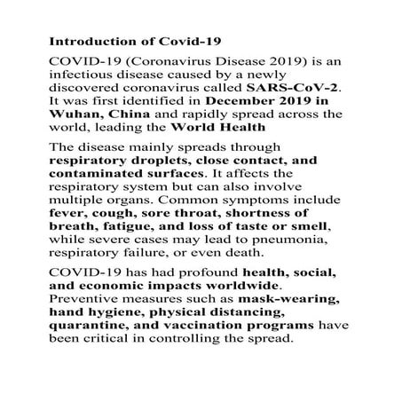 Introduction of Covid.docx COVID 19 NOTES | DOCX