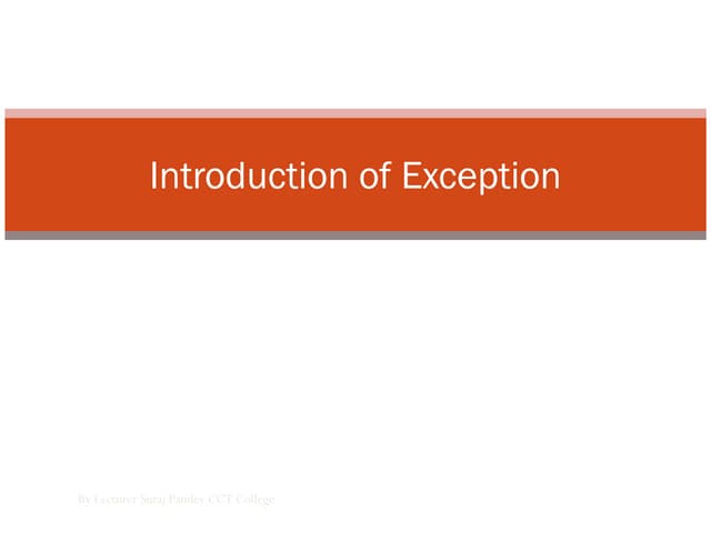 Introduction Of Exception In 4512