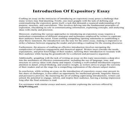 Expository Essay Introduction | PDF