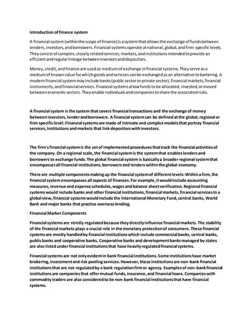 Chapter 1 Functions and Roles of the Financial System in the Global ...